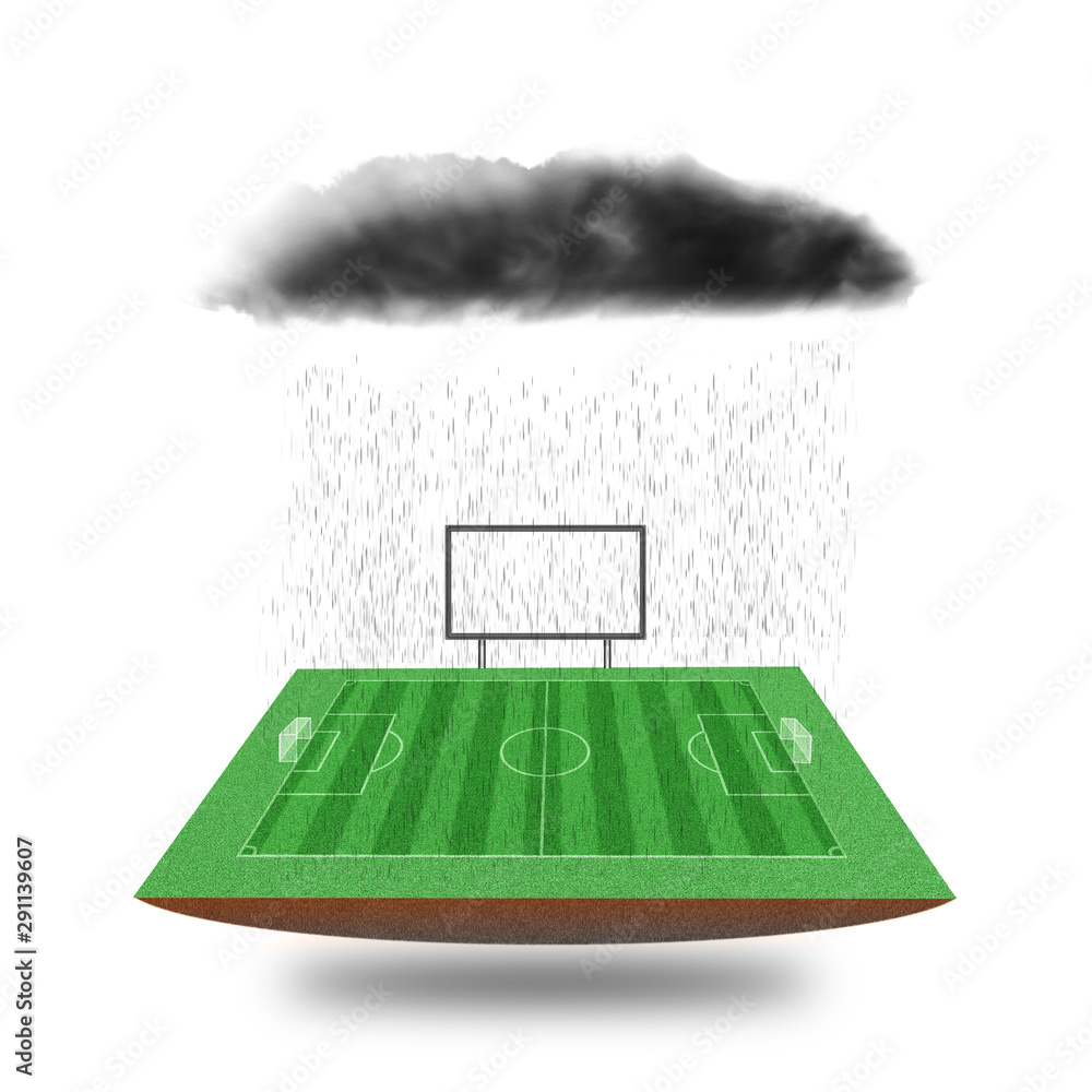 Rain falling on the soccer field Stock Illustration | Adobe Stock