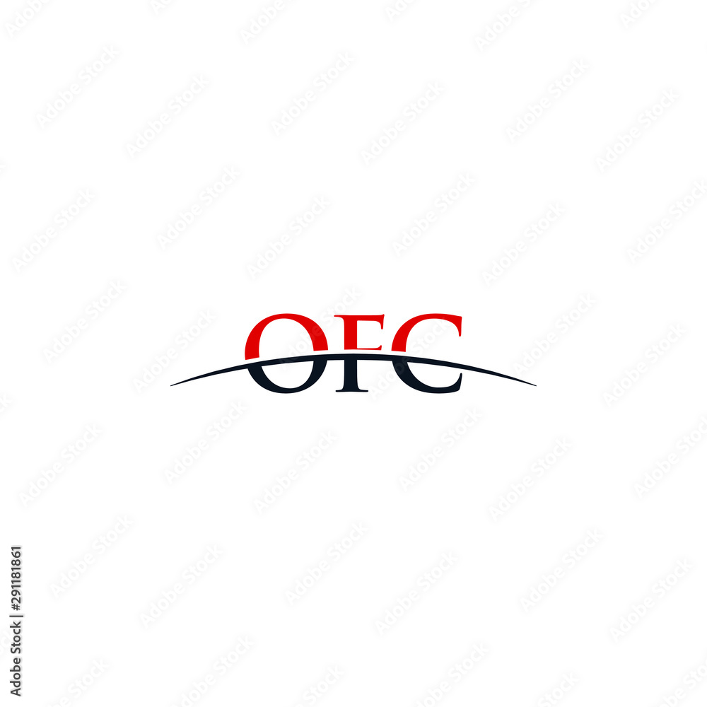 Initial letter OFC, overlapping movement swoosh horizon logo company ...