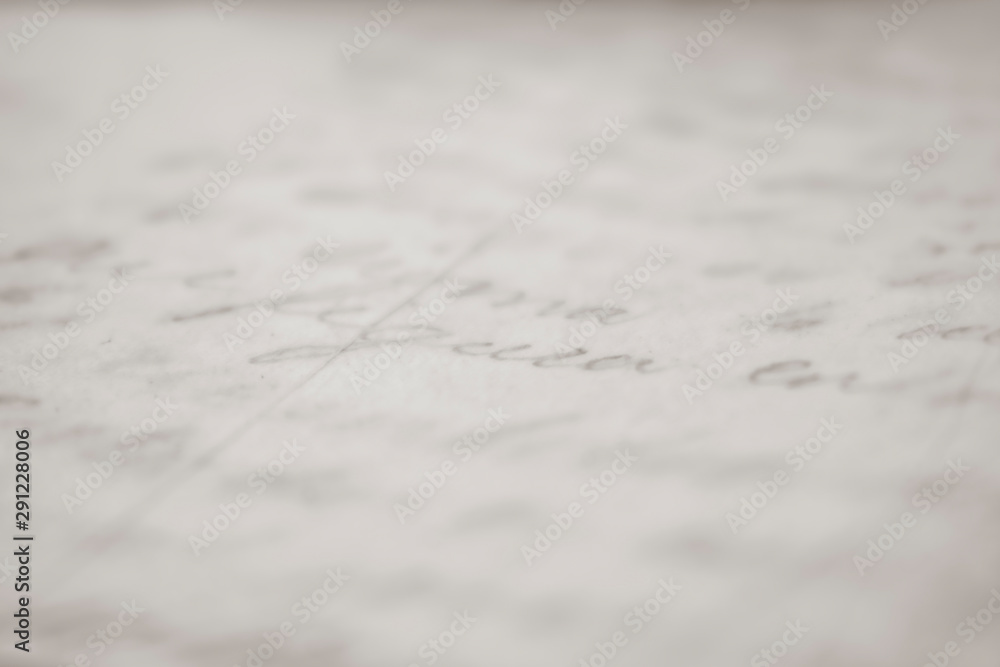 Carta con caligrafía manuscrita cursiva en hoja blanca vieja Stock Photo | Adobe Stock