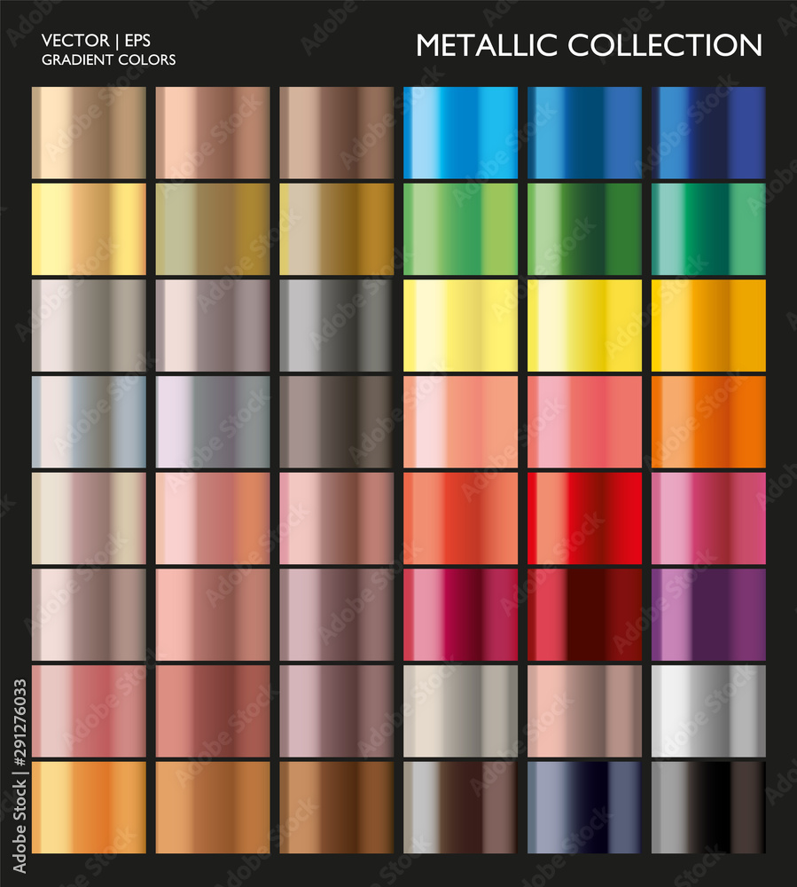 Vector de Stock Metal color gradient set. Gold, silver, bronze colorful ...