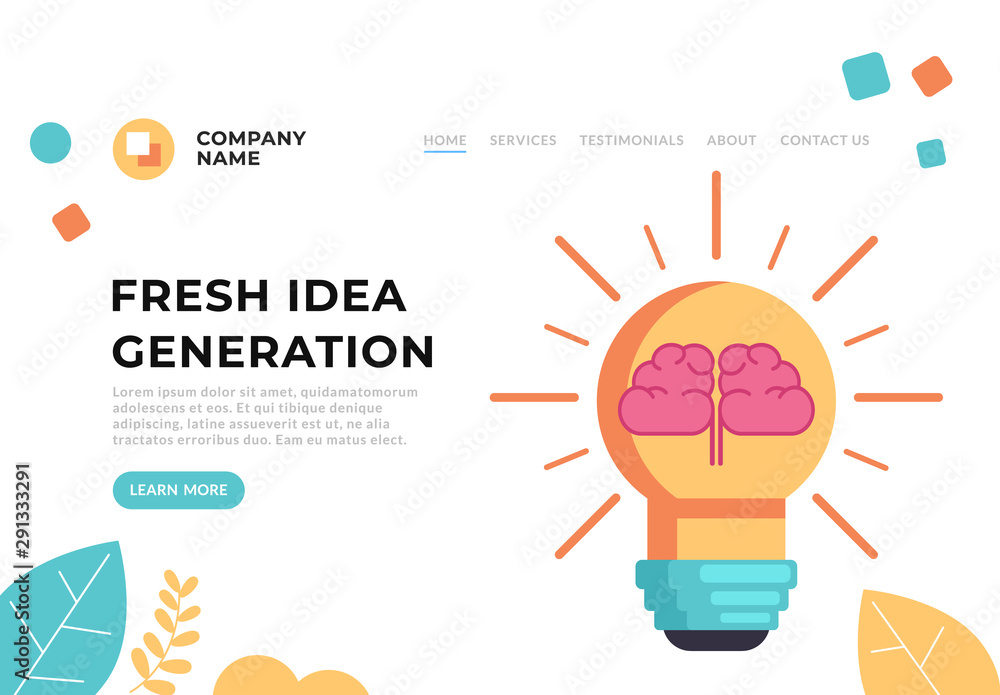Idea generation icon banner poster concept. Vector graphic design flat ...