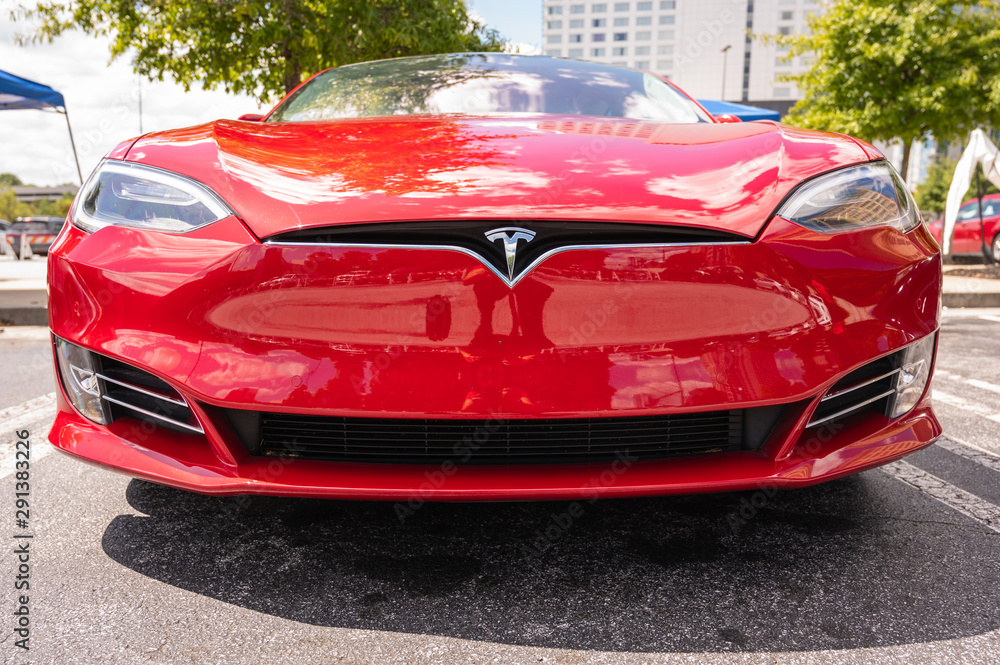 Tesla Model S Red Front Grille Stock Photo | Adobe Stock