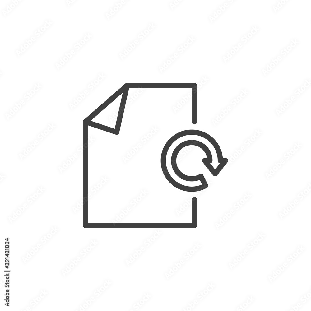 Refresh document file line icon. linear style sign for mobile concept ...