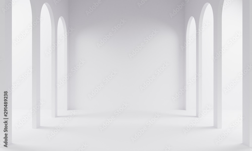 Geometric white abstract background with arches. Backdrop design for ...