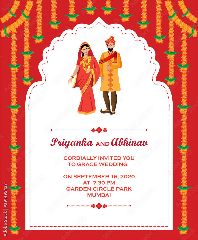 Hindu wedding invitation card design template Stock Vector | Adobe Stock