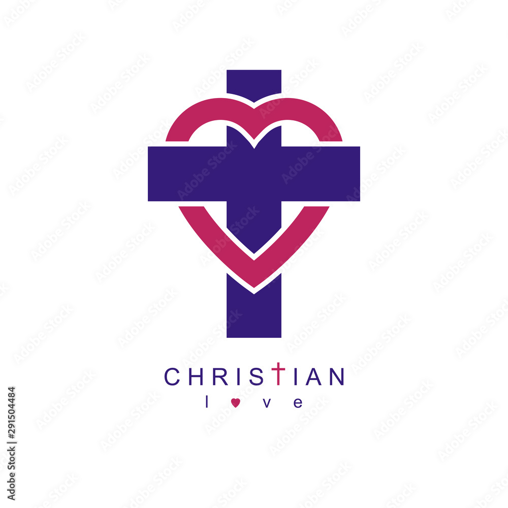 True Christian Love and Belief in God, vector creative symbol design ...