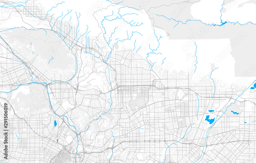 Rich detailed vector map of Pasadena, California, USA Stock Vector ...