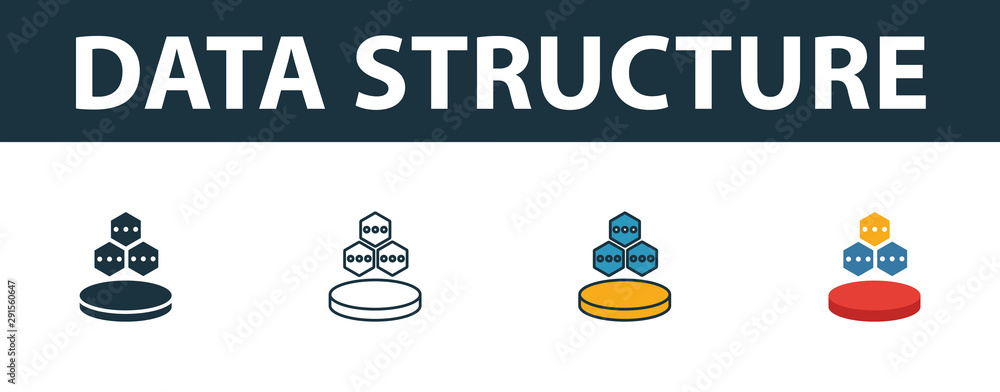 Vector de Stock Data Structure icon set. Four simple symbols in ...