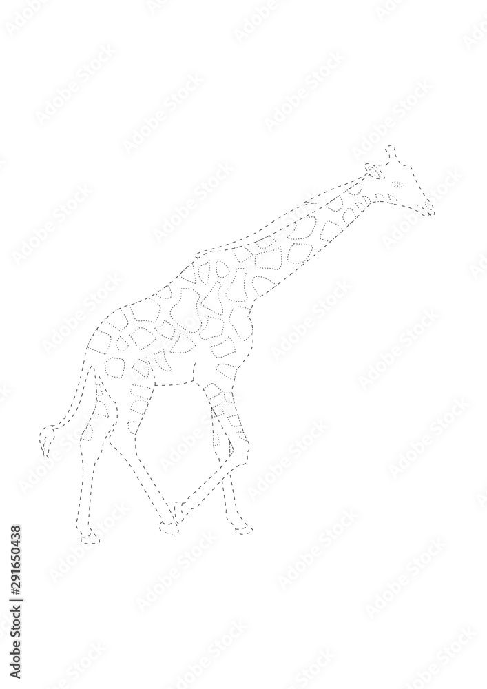 Trace and color giraffe . Giraffe tracing worksheet game or giraffe ...