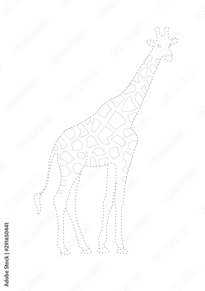 Trace and color giraffe . Giraffe tracing worksheet game or giraffe ...