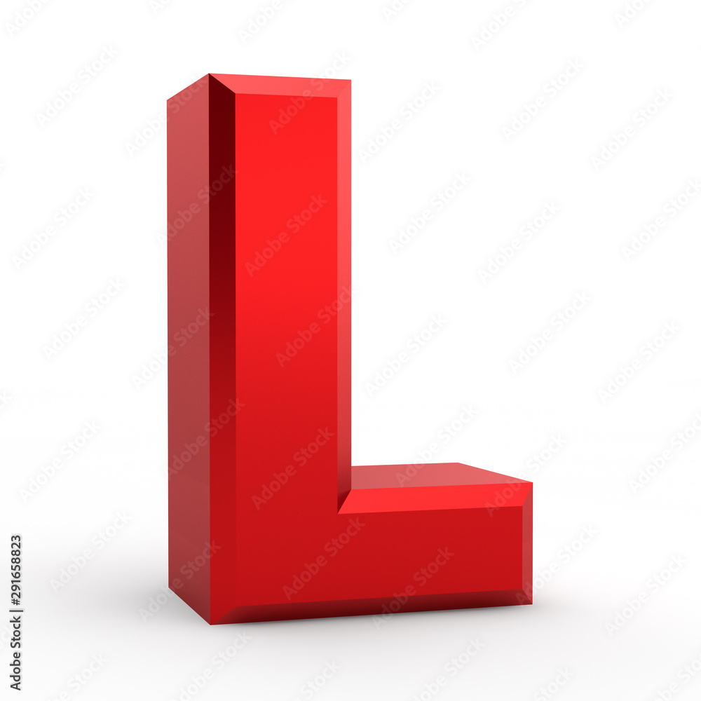 L red alphabet word on white background illustration 3D rendering Stock ...