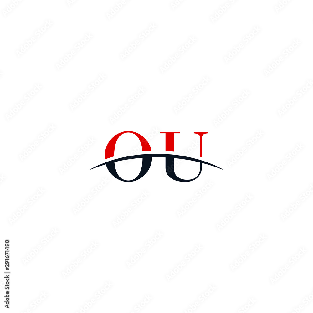 Initial letter OU, overlapping movement swoosh horizon logo company ...
