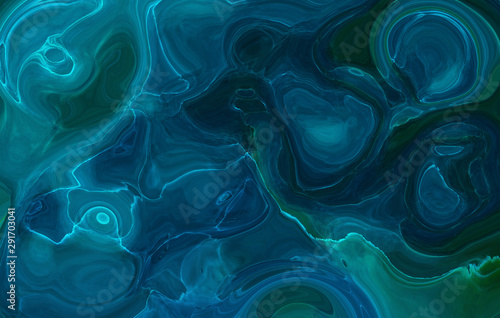 Light neon blue abstract liquid paint textured background with ...