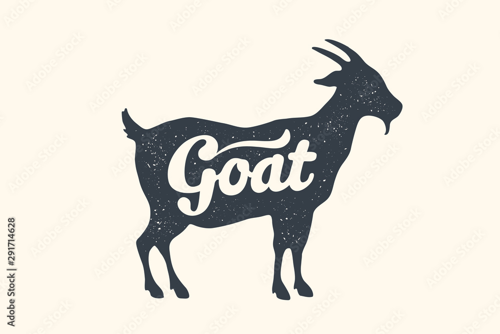 Goat, lettering. Design of farm animals - Goat Stock Vector | Adobe Stock