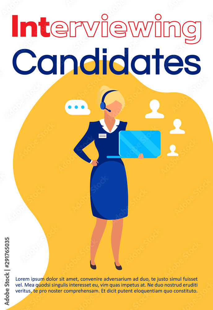 Interviewing candidates brochure template. Headhunting flyer, booklet ...