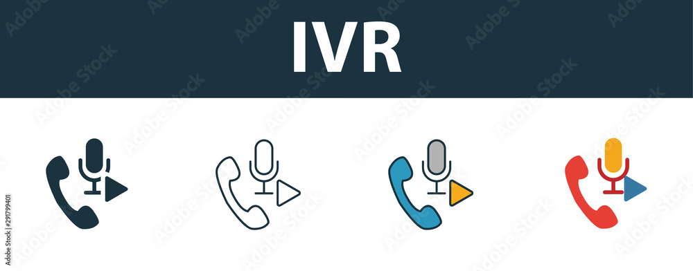 Ivr icon set. Premium symbol in different styles from customer service ...
