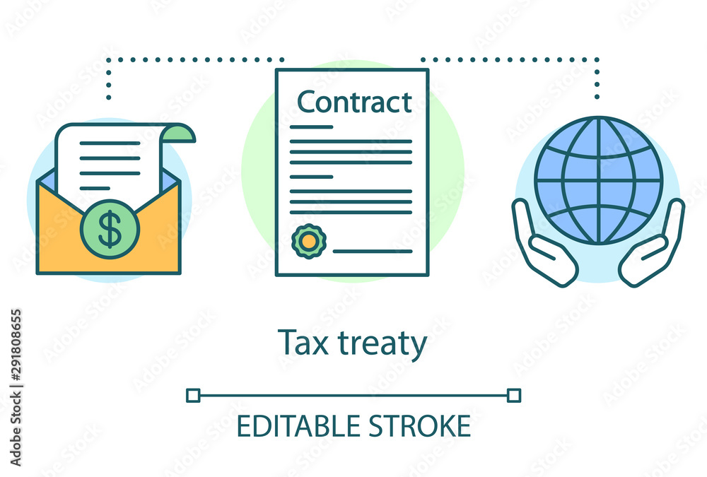 Tax treaty concept icon. International agreement idea thin line ...