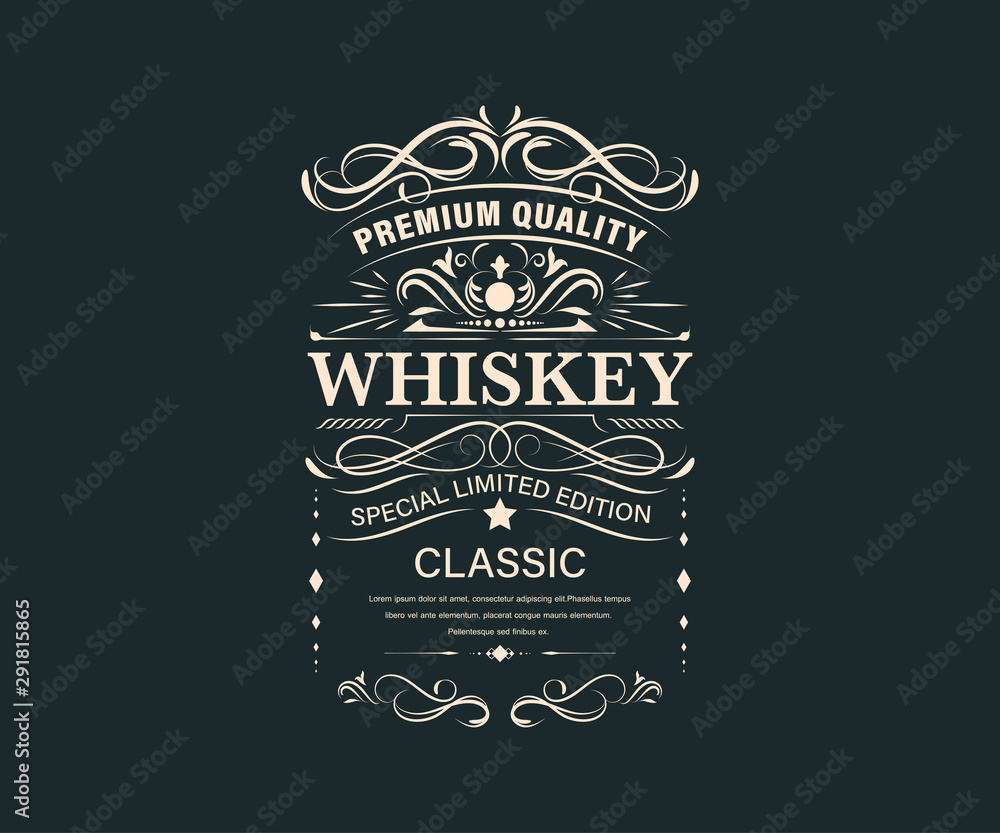 Vintage premium whiskey label banner badges set. Luxury decoration ...
