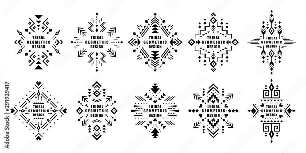 Aztec vector elements. Set of ethnic ornaments. Tribal design ...