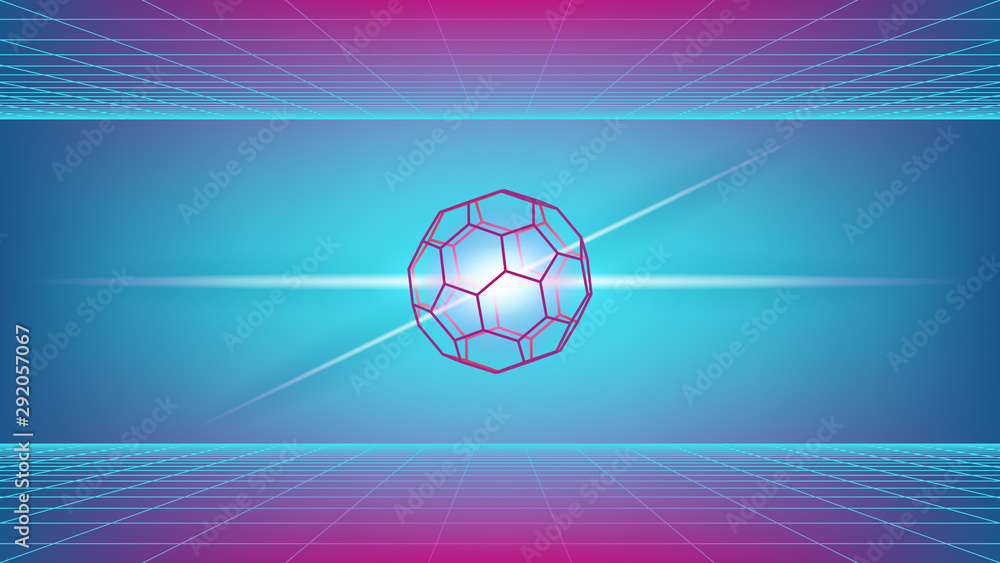 Vector de Stock Synthwave style background. Retro futuristic backdrop with two perspective grids ...