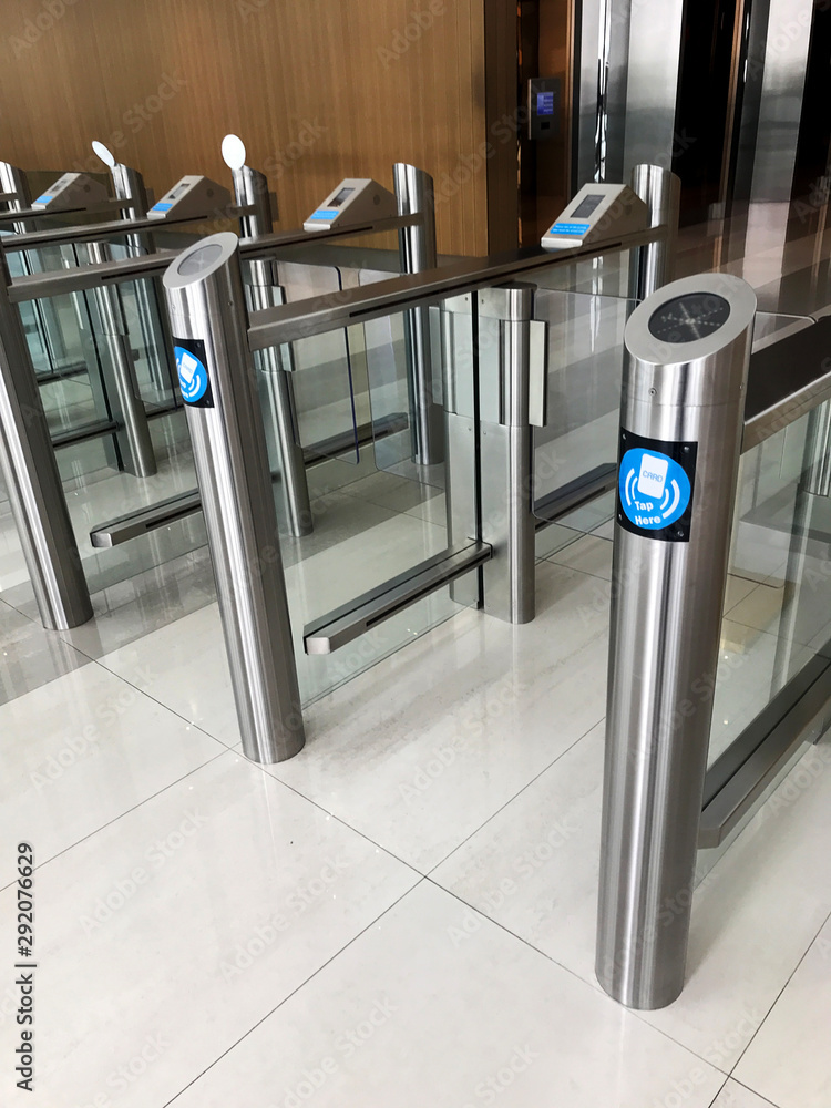 Automatic security gate access control via security pass at a modern hi ...