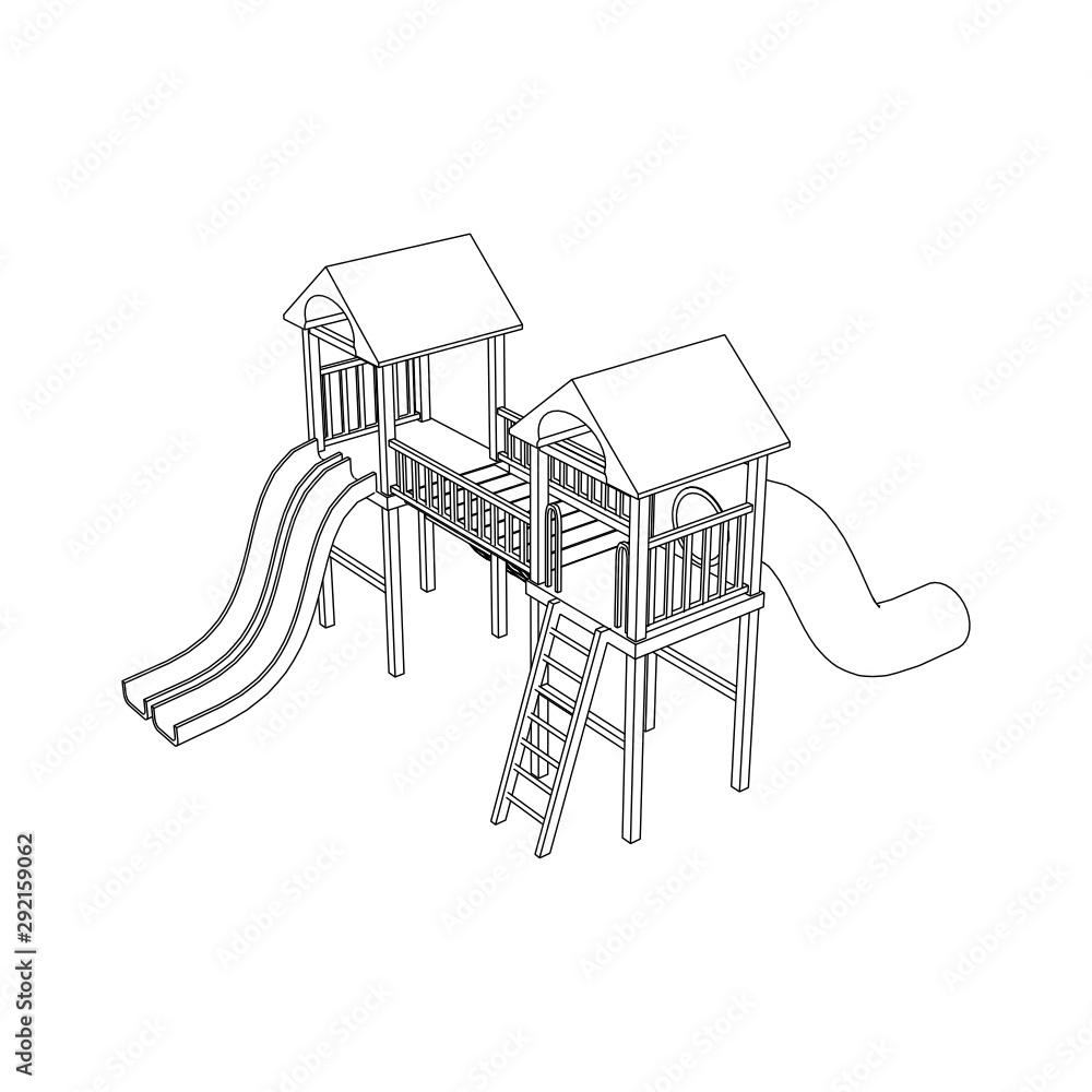 Kids Playground Line art - coloring page, line art illustration for ...