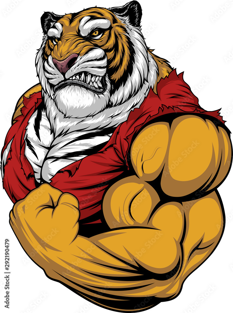 Ferocious Tiger strong bodybuilder Stock Vector | Adobe Stock