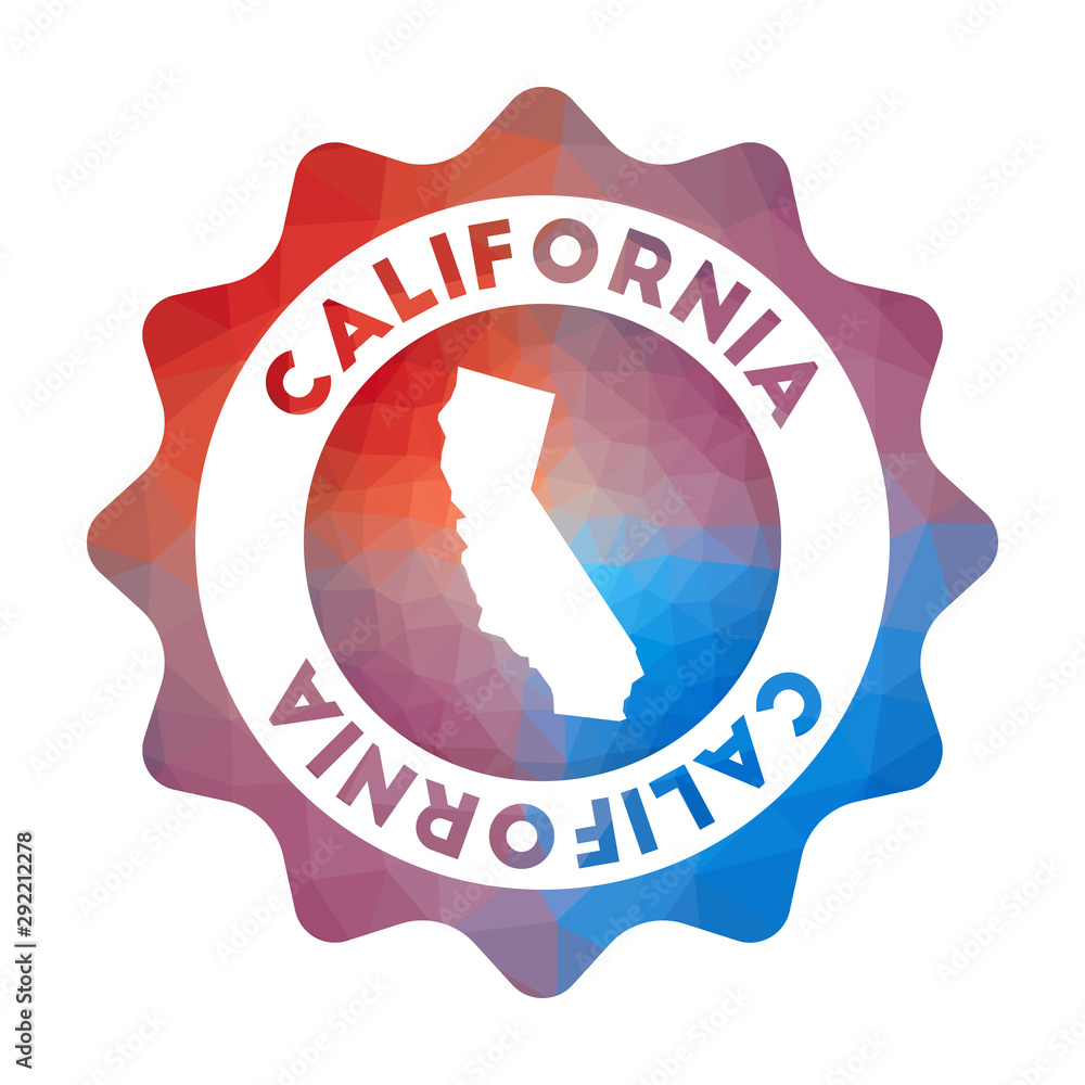 Stock-Vektorgrafik „California low poly logo. Colorful gradient travel ...