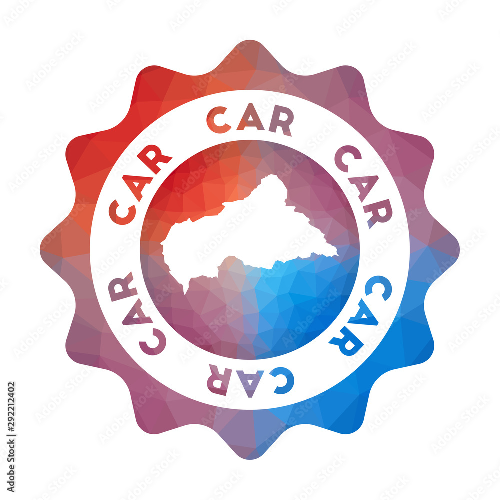 CAR low poly logo. Colorful gradient travel logo of the country in ...