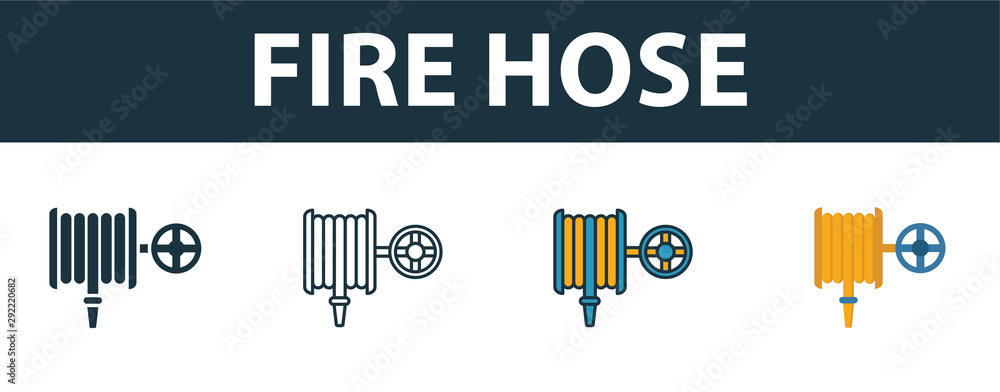 Fire Hose icon set. Premium symbol in different styles from fire safety ...