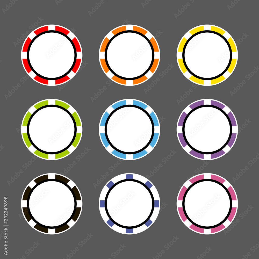 Set of template casino chips. top view. sample vector poker chip. icon ...