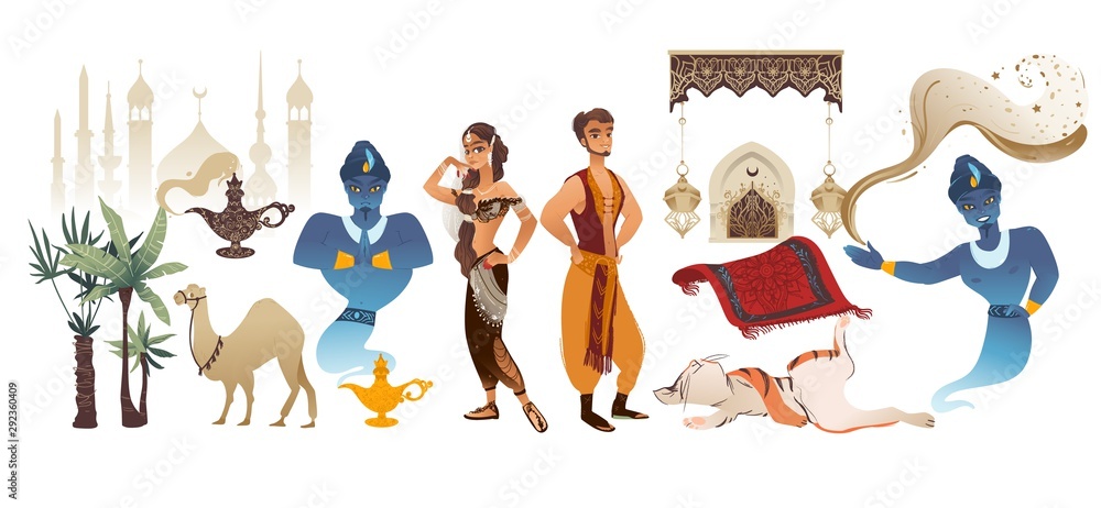 Aladdin tale vector cartoon illustration Stock Vector | Adobe Stock