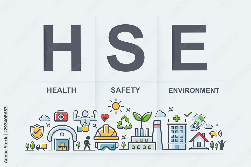 HSE - Health Safety Environment acronym Banner web icon for business ...