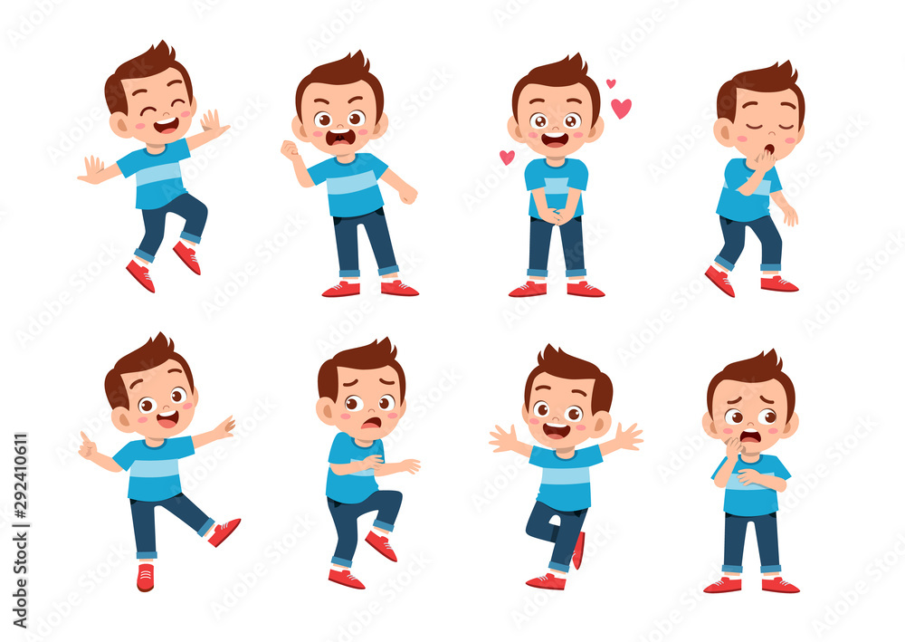 cute kid with many gesture expression set Stock Vector | Adobe Stock