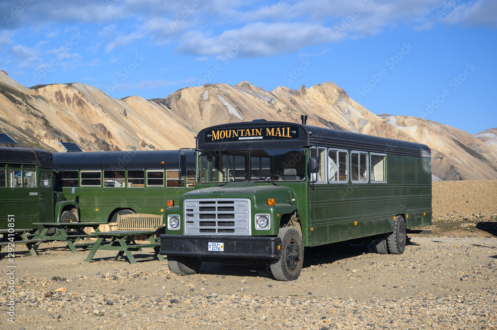 Landmannalaugar national park / Iceland - 10 June 2019: Mountain mall ...
