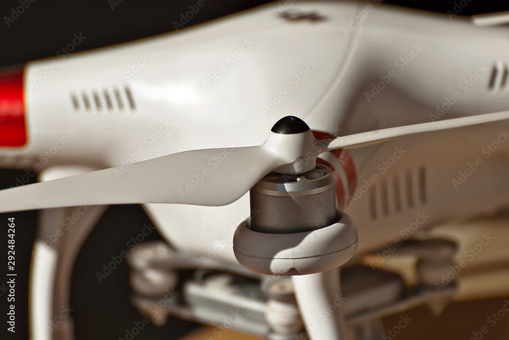 Elements of the dron, circuits and wires close up. Multifunctional ...