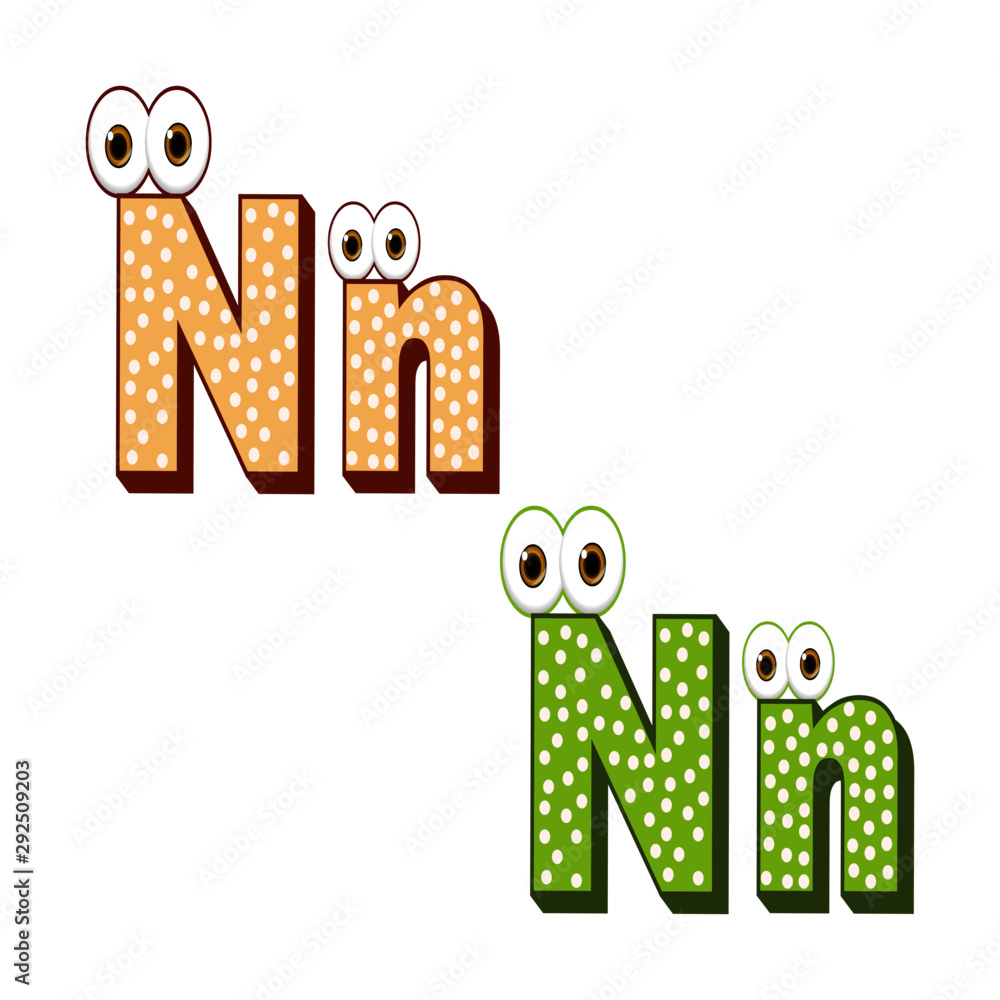 N Letter Character Capital and Small - Cartoon Vector Image の Stock ...