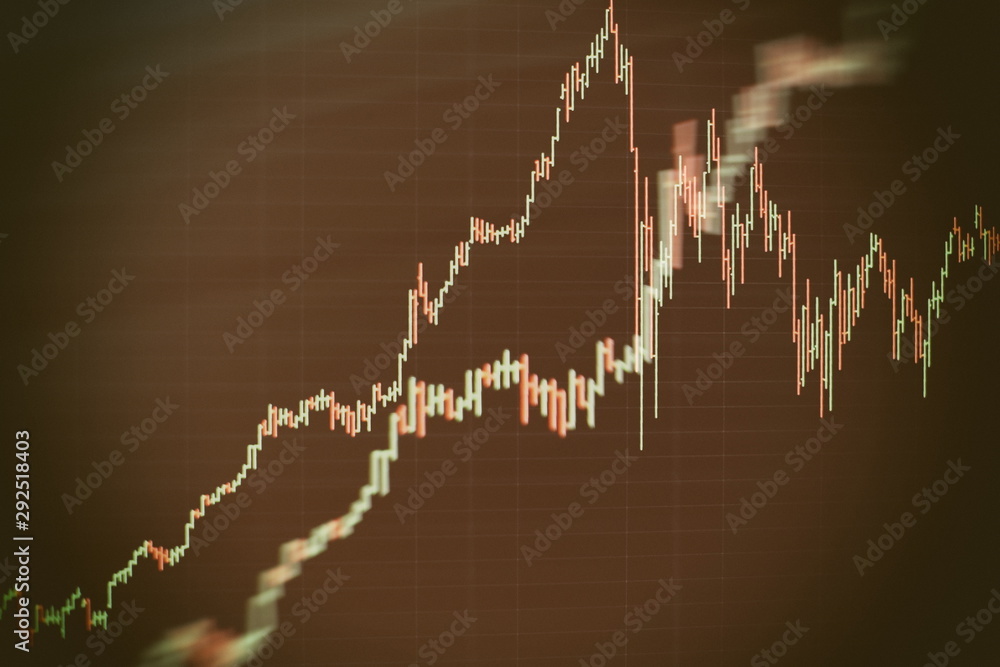 Charts of financial instruments with various type of indicators ...