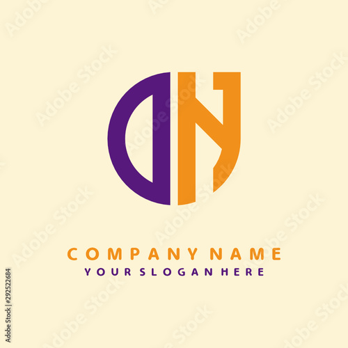 initial letter DN logo purple, orange. Monogram Vector Logo - Buy this ...
