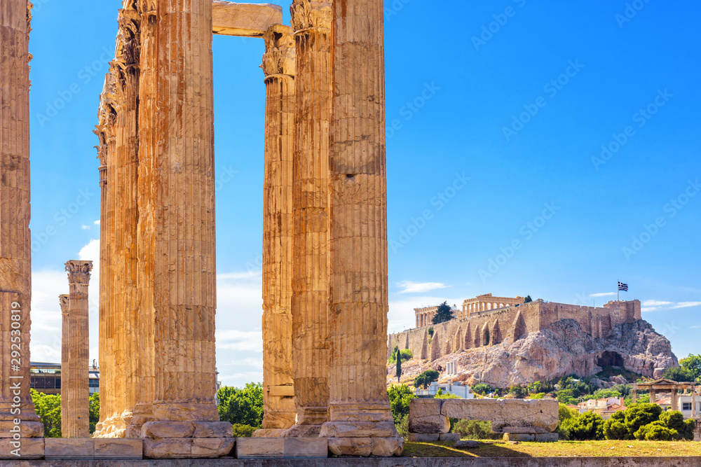 Olympian Zeus temple in summer, Athens, Greece. It is one of top ...