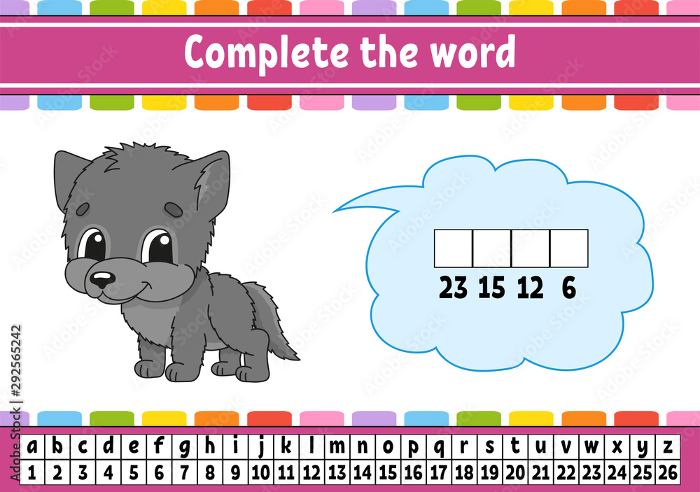 Complete the words. Cipher code. Learning vocabulary and numbers ...
