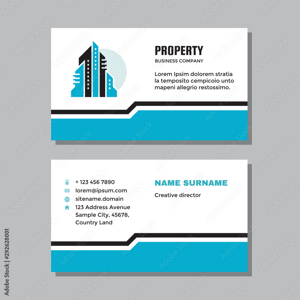 Business visit card template with logo - concept design. Real estate ...