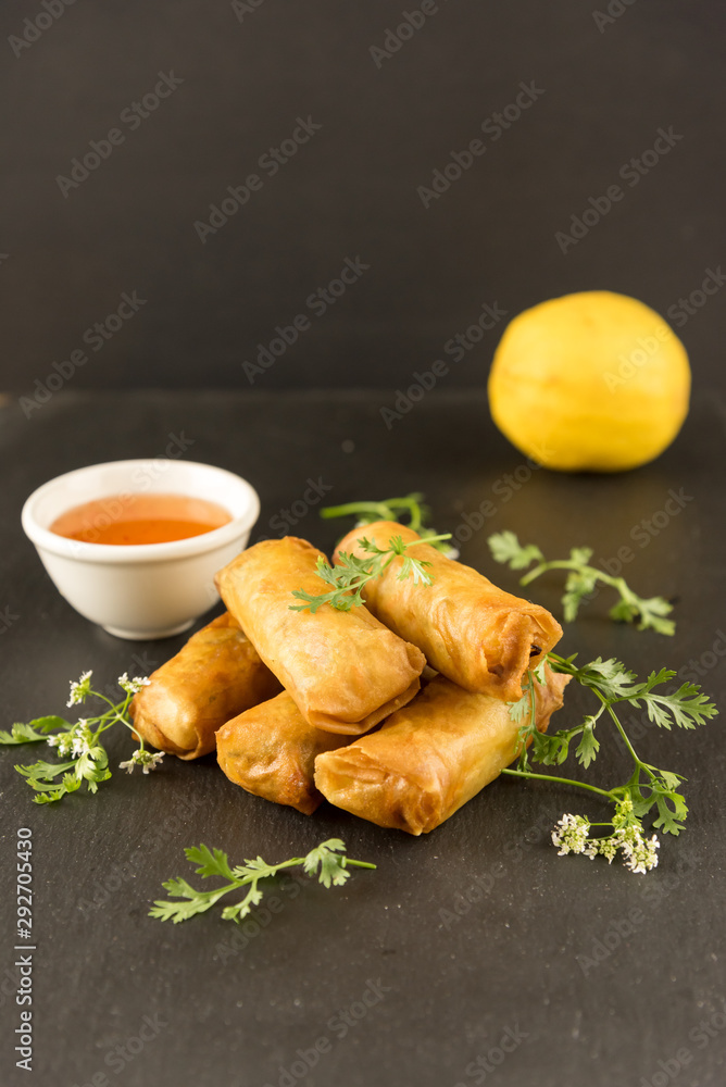 deep fried spring rolls, Por Pieer Tod or Fried spring rolls (Thai ...