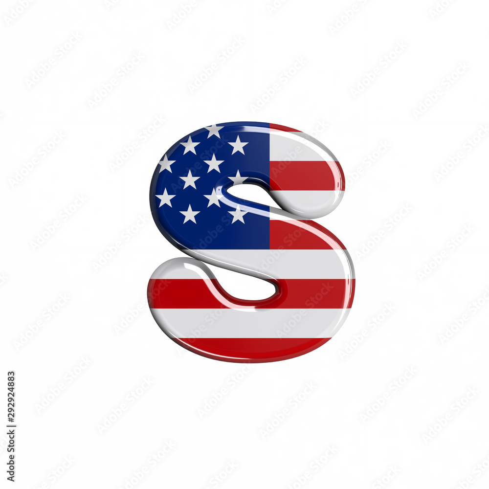 USA letter S - Lowercase 3d american flag font - American way of life ...