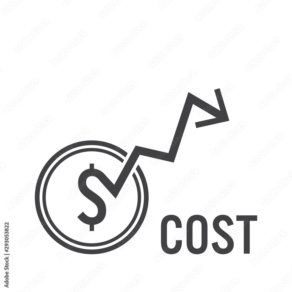 Cost reduction concept. Cost down lowers the arrow of the graph. Vector ...
