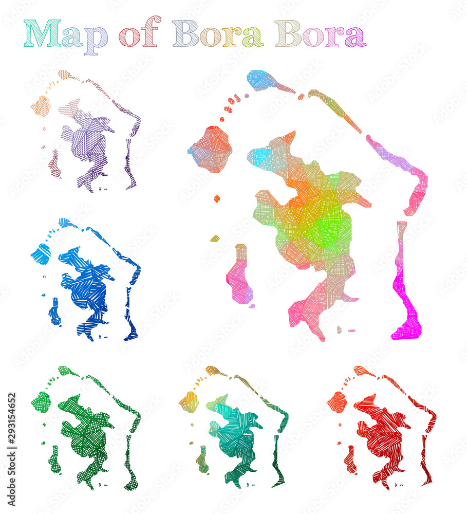 Hand-drawn map of Bora Bora. Sketchy island maps collection. Vector ...