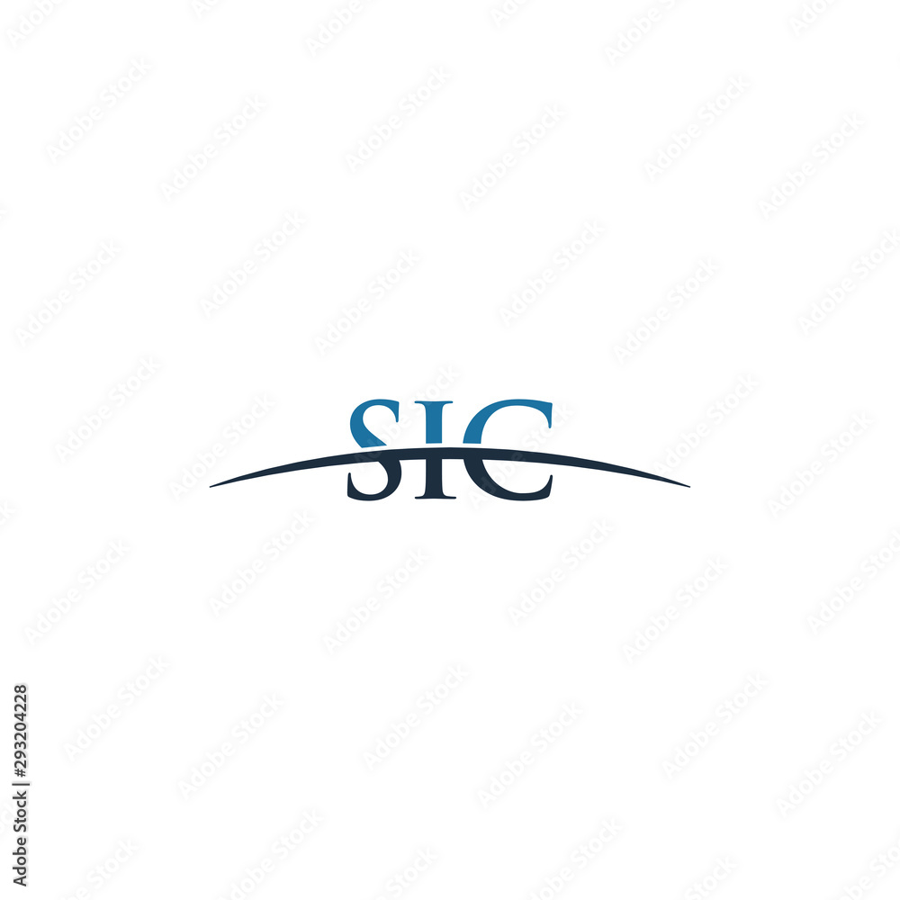 Initial letter SIC, overlapping movement swoosh horizon logo company ...