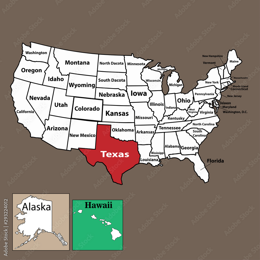 Texas State Location Map on USA map.Vector illustration Stock Vector ...