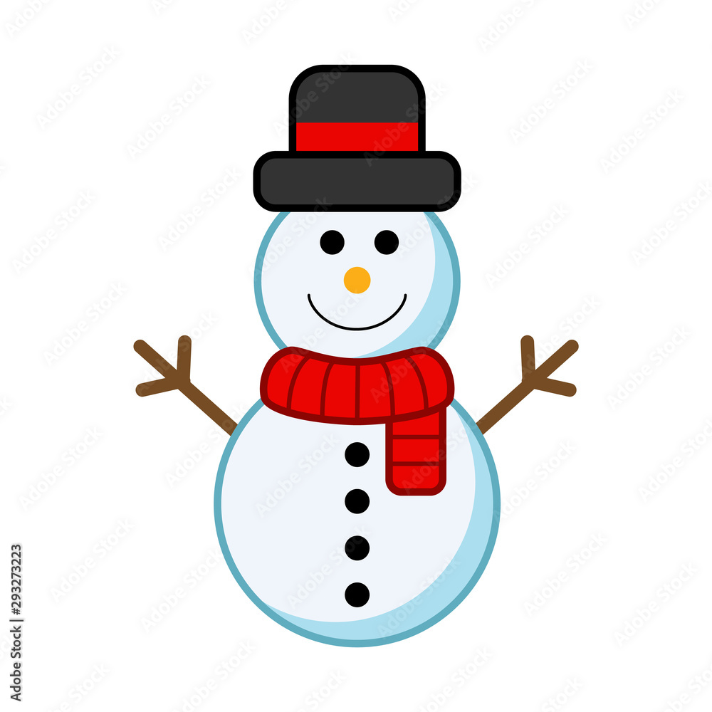 Christmas Snowman Cartoon Character Icon Design Stock Vector | Adobe Stock