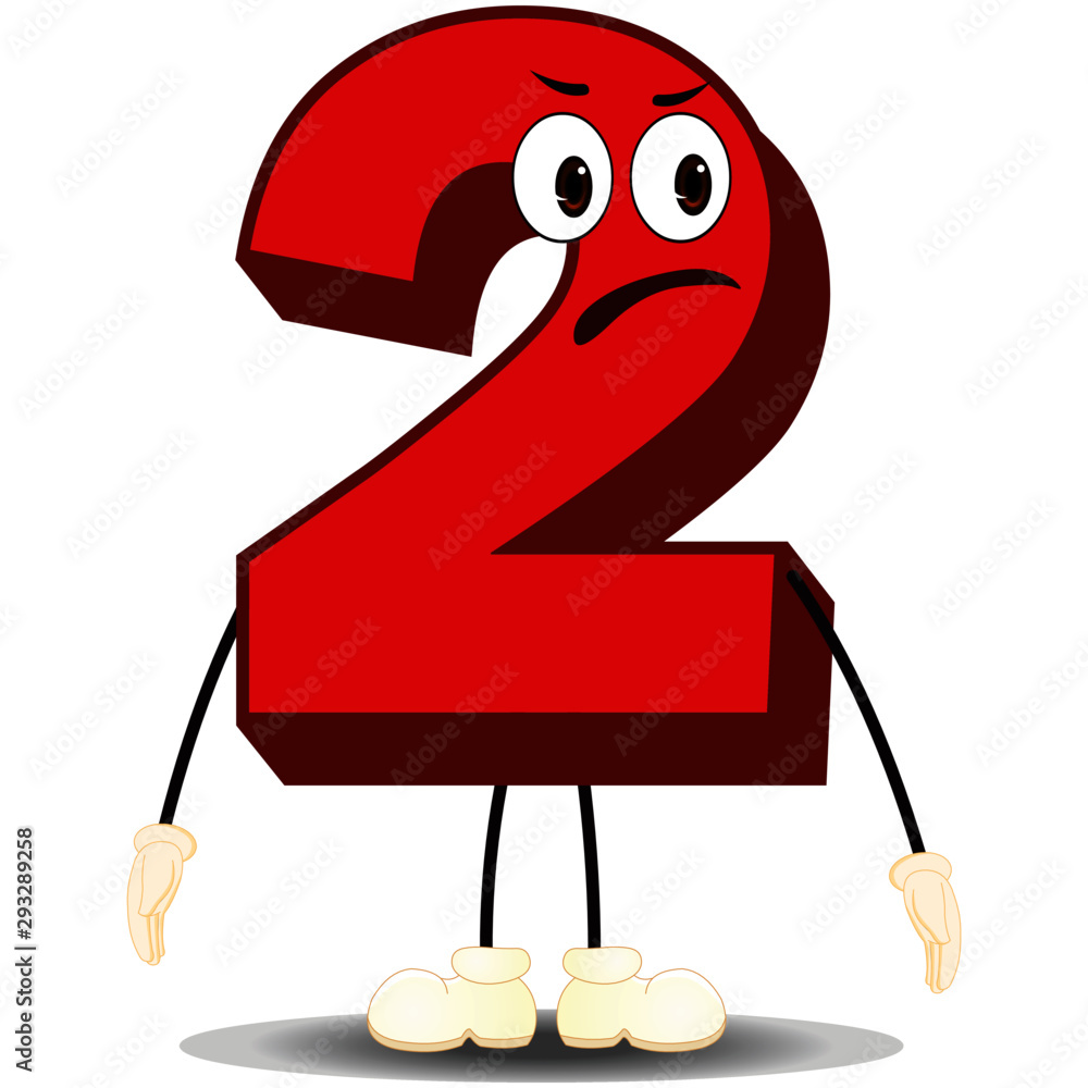 Colorful Number Two - Cartoon Vector Image Stock Vector | Adobe Stock